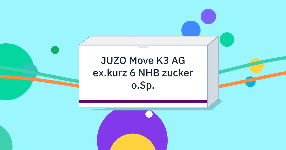 Symbolbild: Packung mit der Aufschrift JUZO Move K3 AG ex.kurz 6 NHB zucker o.Sp. (PZN 18585076) – Verfügbarkeit und Bezug in Apotheken in Frankfurt am Main