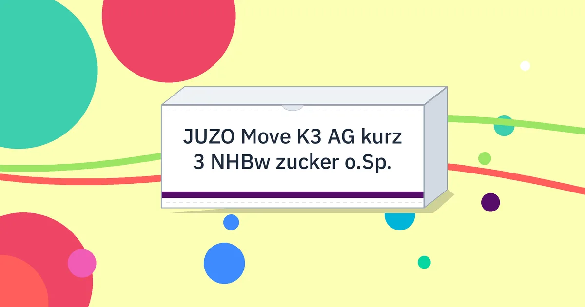 Symbolbild: Packung mit der Aufschrift JUZO Move K3 AG kurz 3 NHBw zucker o.Sp. (PZN 18580392) – Verfügbarkeit und Bezug in Apotheken in Frankfurt am Main