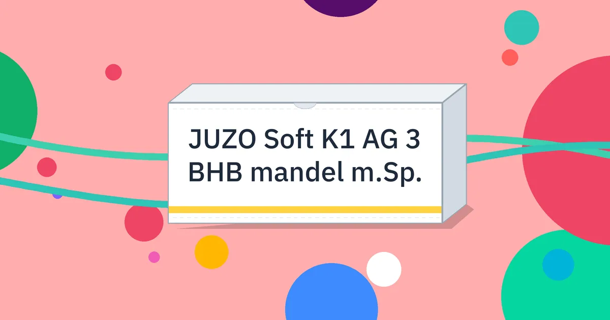 Symbolbild: Packung mit der Aufschrift JUZO Soft K1 AG 3 BHB mandel m.Sp. (PZN 14821031) – Verfügbarkeit und Bezug in Apotheken in Frankfurt am Main