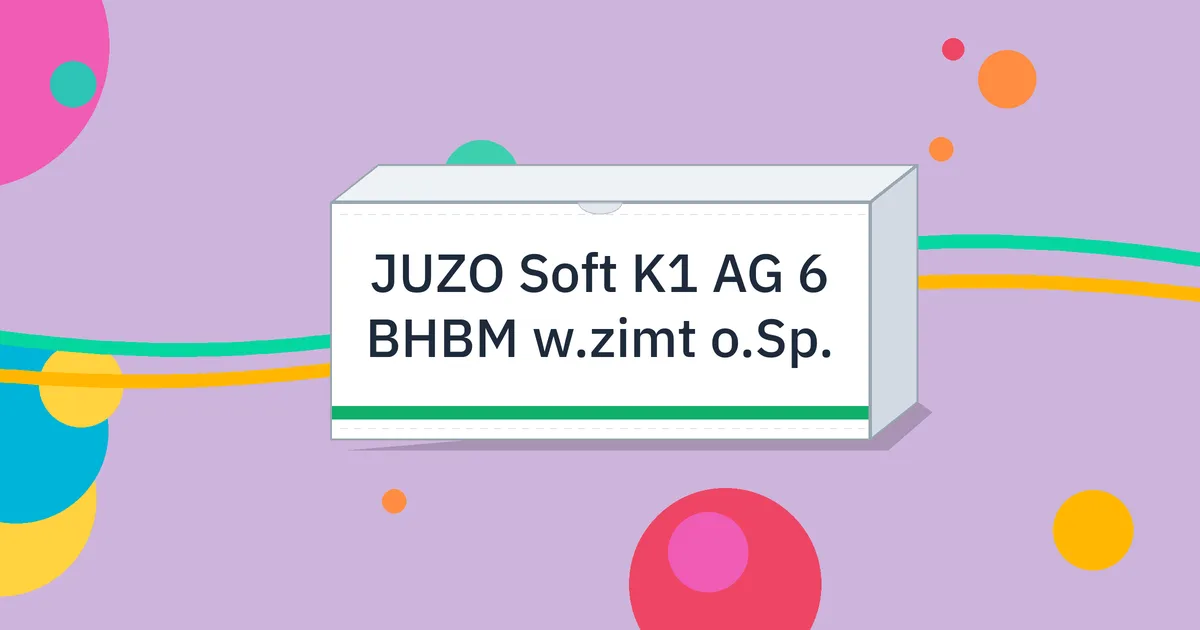 Symbolbild: Packung mit der Aufschrift JUZO Soft K1 AG 6 BHBM w.zimt o.Sp. (PZN 14864796) – Verfügbarkeit und Bezug in Apotheken in Frankfurt am Main