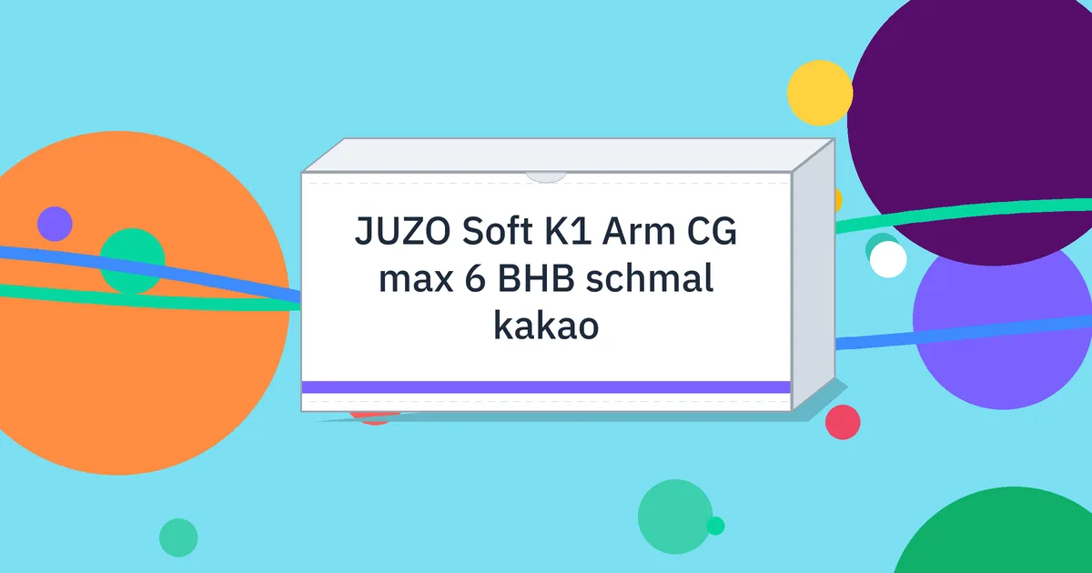 Symbolbild: Packung mit der Aufschrift JUZO Soft K1 Arm CG max 6 BHB schmal kakao (PZN 15509979) – Verfügbarkeit und Bezug in Apotheken in Frankfurt am Main