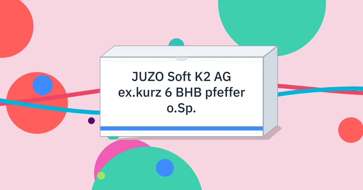 Symbolbild: Packung mit der Aufschrift JUZO Soft K2 AG ex.kurz 6 BHB pfeffer o.Sp. (PZN 14828033) – Verfügbarkeit und Bezug in Apotheken in Frankfurt am Main