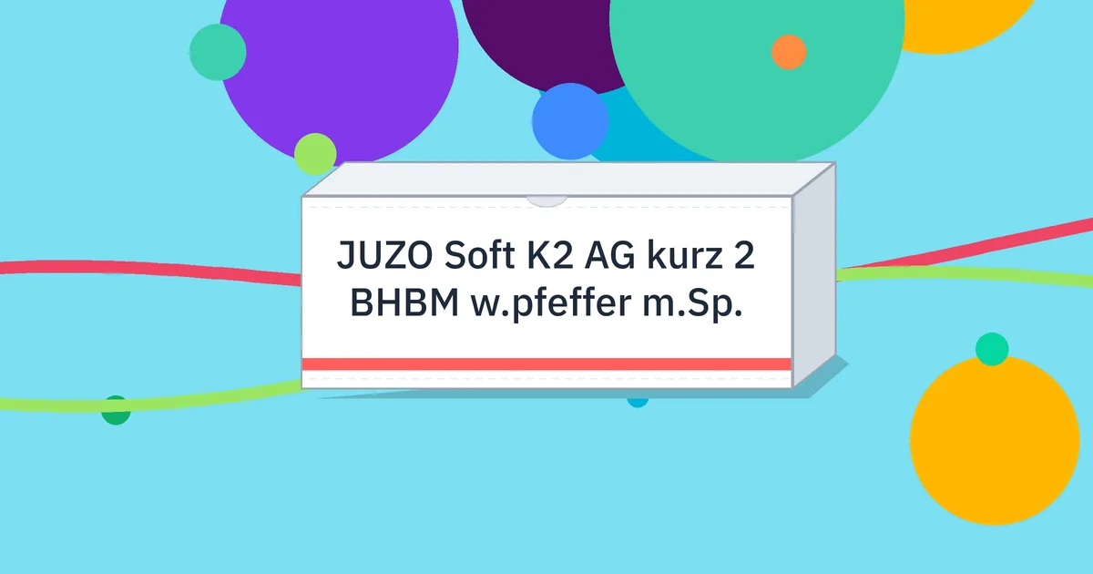 Symbolbild: Packung mit der Aufschrift JUZO Soft K2 AG kurz 2 BHBM w.pfeffer m.Sp. (PZN 14867317) – Verfügbarkeit und Bezug in Apotheken in Frankfurt am Main