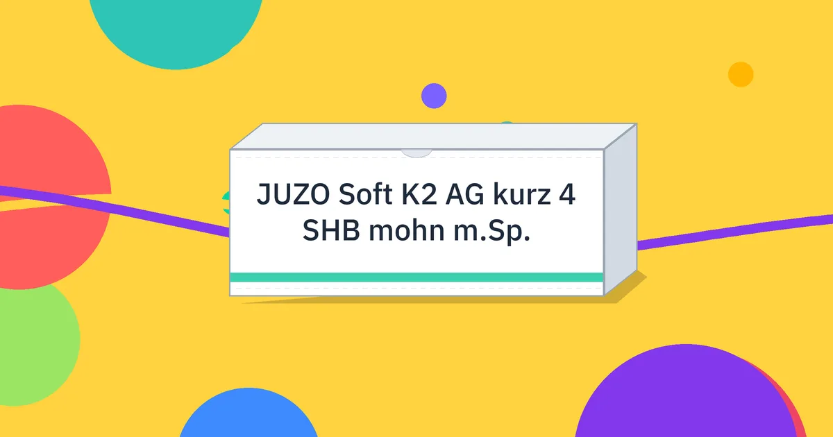 Symbolbild: Packung mit der Aufschrift JUZO Soft K2 AG kurz 4 SHB mohn m.Sp. (PZN 11308184) – Verfügbarkeit und Bezug in Apotheken in Frankfurt am Main