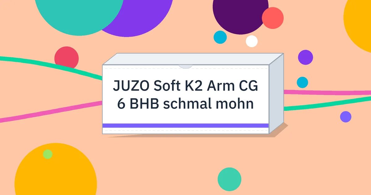 Symbolbild: Packung mit der Aufschrift JUZO Soft K2 Arm CG 6 BHB schmal mohn (PZN 15511746) – Verfügbarkeit und Bezug in Apotheken in Frankfurt am Main