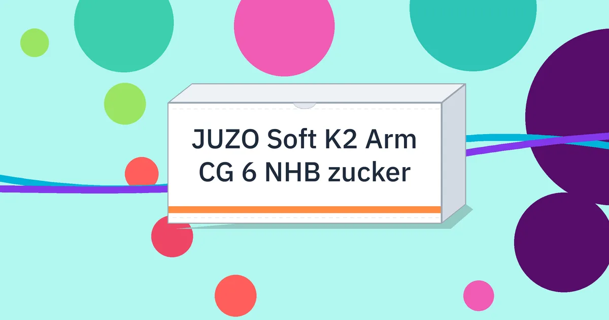 Symbolbild: Packung mit der Aufschrift JUZO Soft K2 Arm CG 6 NHB zucker (PZN 15510669) – Verfügbarkeit und Bezug in Apotheken in Frankfurt am Main