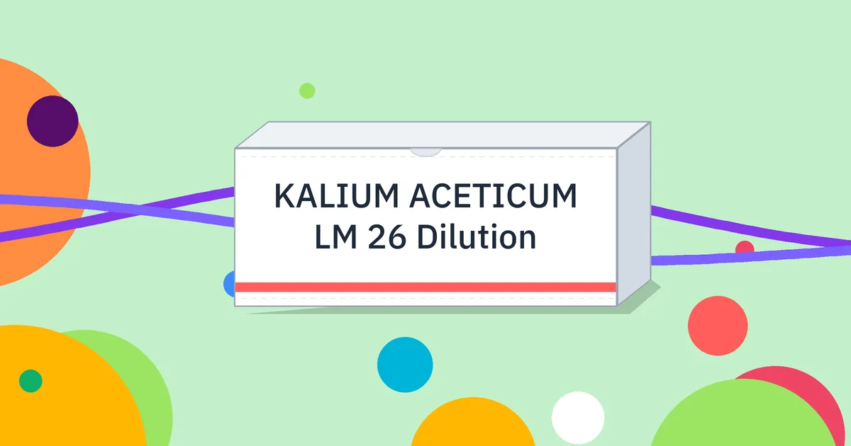 Symbolbild: Packung mit der Aufschrift KALIUM ACETICUM LM 26 Dilution (PZN 12916744) – Verfügbarkeit und Bezug in Apotheken in Frankfurt am Main
