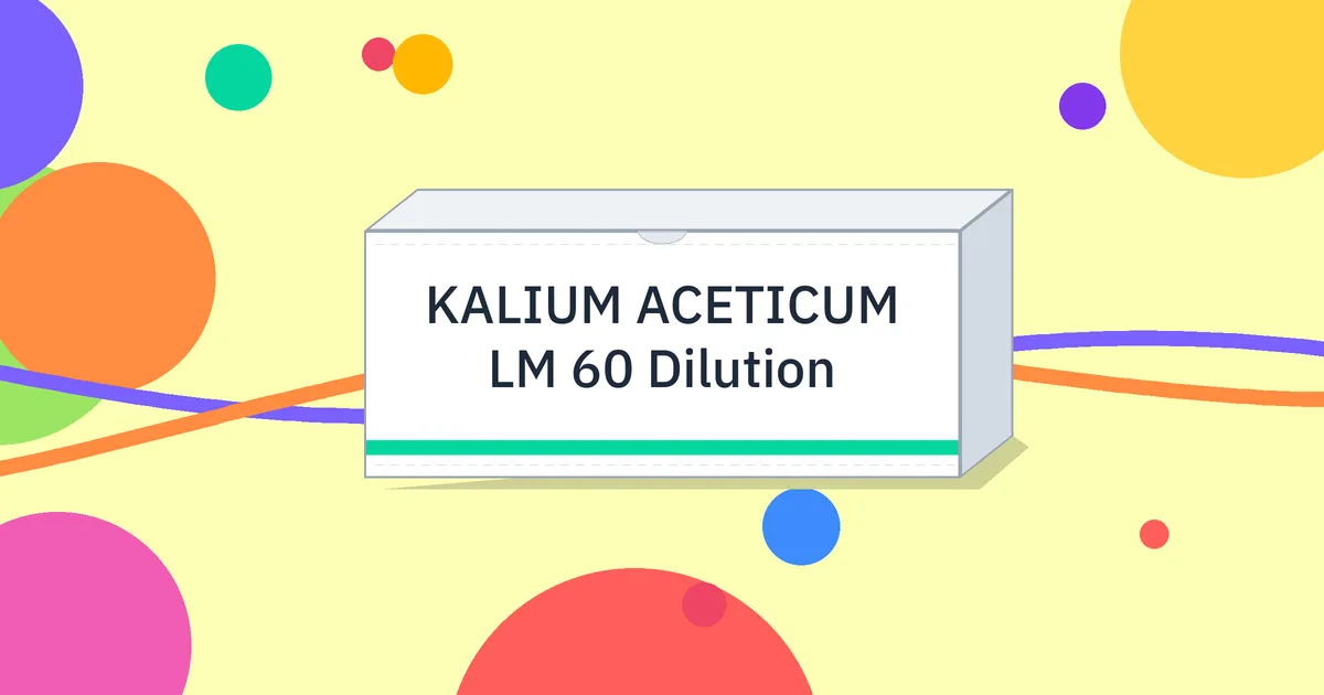 Symbolbild: Packung mit der Aufschrift KALIUM ACETICUM LM 60 Dilution (PZN 12916827) – Verfügbarkeit und Bezug in Apotheken in Frankfurt am Main
