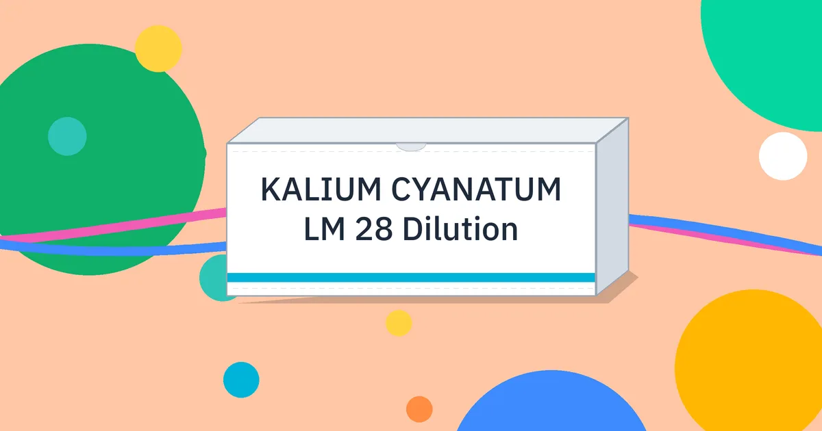 Symbolbild: Packung mit der Aufschrift KALIUM CYANATUM LM 28 Dilution (PZN 12920763) – Verfügbarkeit und Bezug in Apotheken in Frankfurt am Main