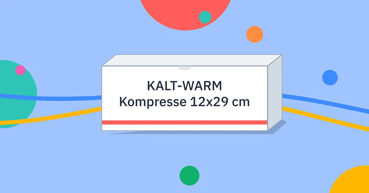 Symbolbild: Packung mit der Aufschrift KALT-WARM Kompresse 12x29 cm (PZN 10076820) – Verfügbarkeit und Bezug in Apotheken in Frankfurt am Main