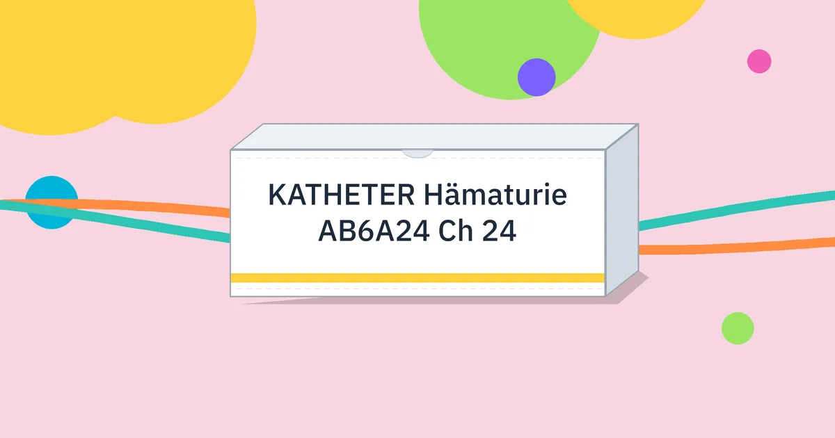 Symbolbild: Packung mit der Aufschrift KATHETER Hämaturie AB6A24 Ch 24 (PZN 00543491) – Verfügbarkeit und Bezug in Apotheken in Frankfurt am Main