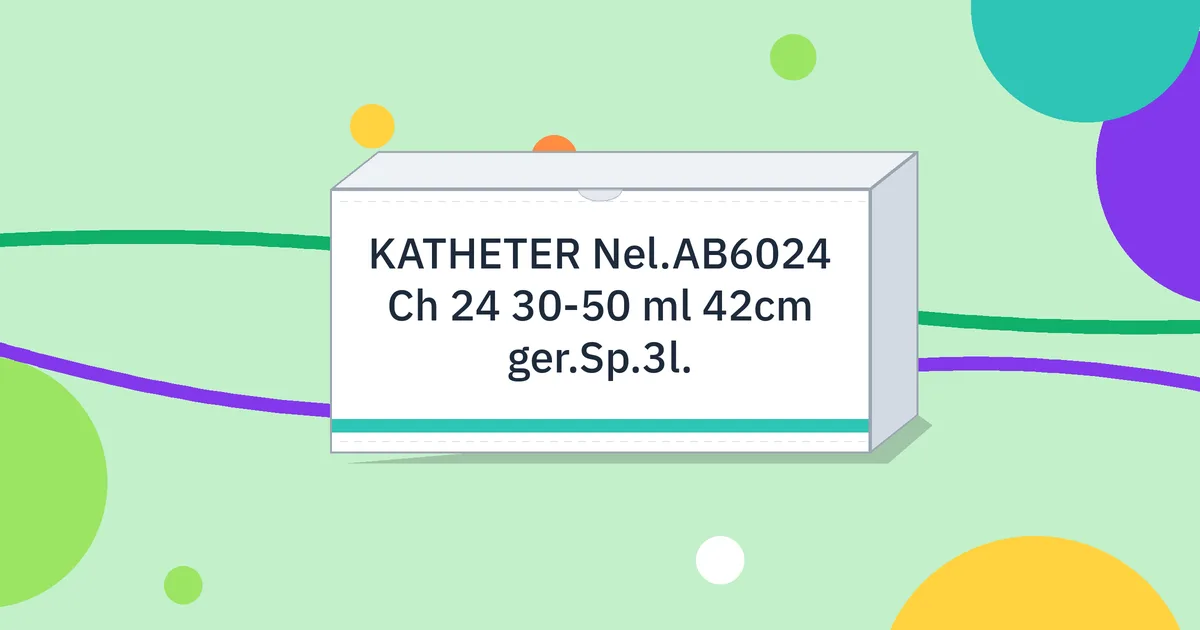 Symbolbild: Packung mit der Aufschrift KATHETER Nel.AB6024 Ch 24 30-50 ml 42cm ger.Sp.3l. (PZN 00152796) – Verfügbarkeit und Bezug in Apotheken in Frankfurt am Main