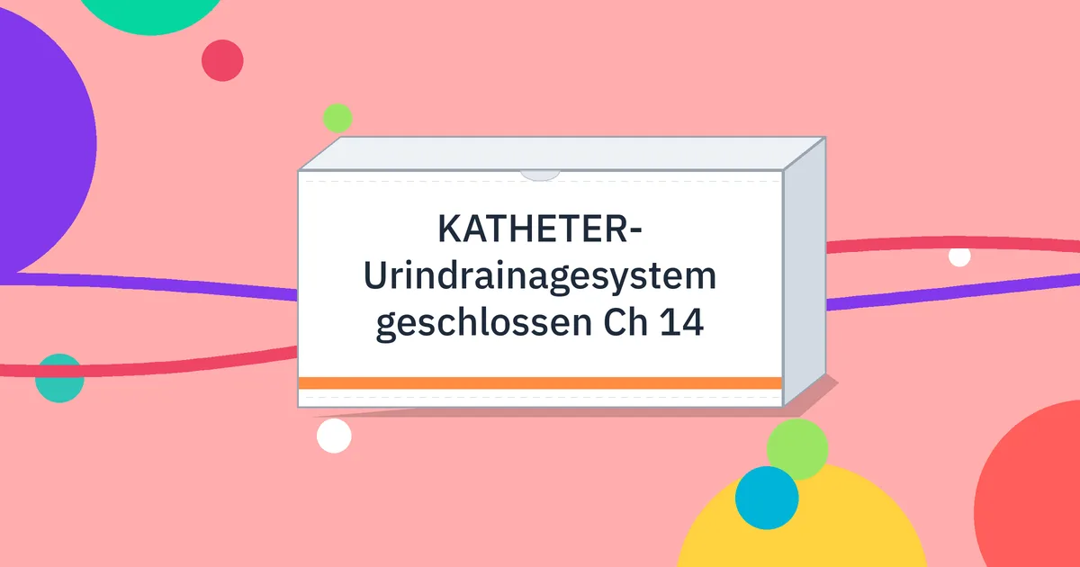 Symbolbild: Packung mit der Aufschrift KATHETER-Urindrainagesystem geschlossen Ch 14 (PZN 05035492) – Verfügbarkeit und Bezug in Apotheken in Frankfurt am Main