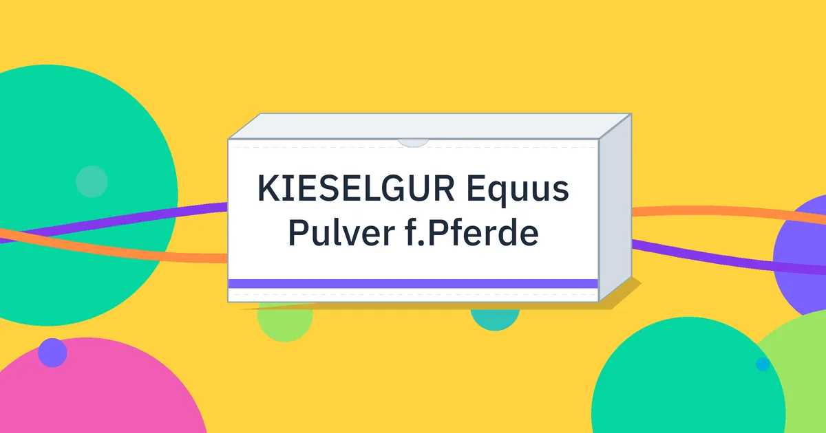 Symbolbild: Packung mit der Aufschrift KIESELGUR Equus Pulver f.Pferde (PZN 11339658) – Verfügbarkeit und Bezug in Apotheken in Frankfurt am Main