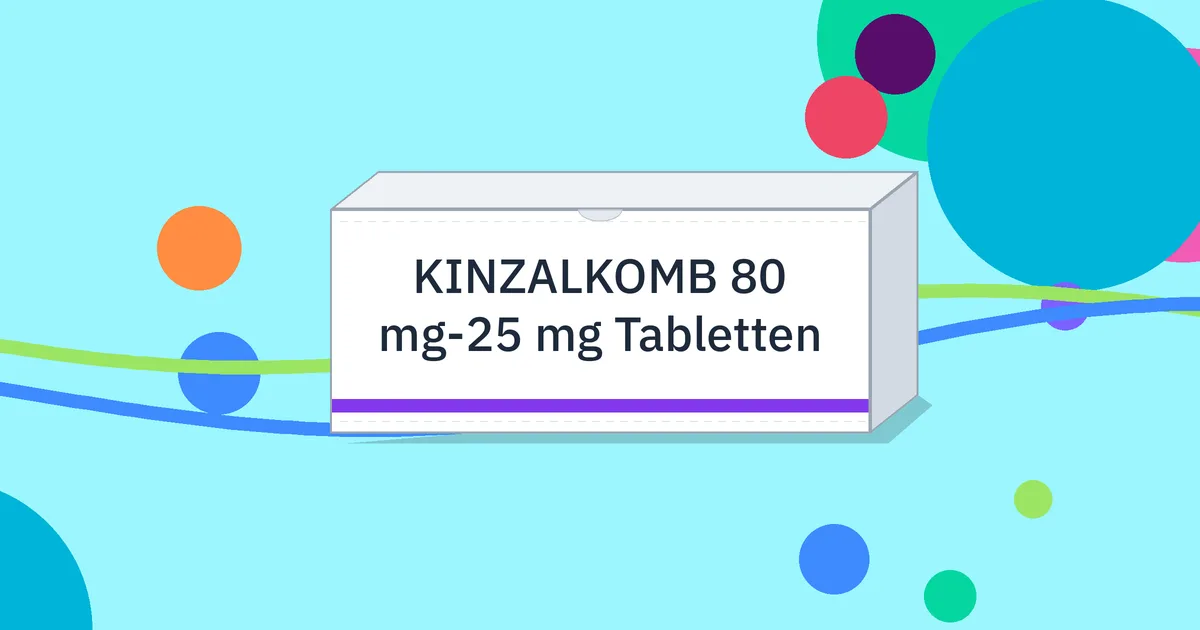 Symbolbild: Packung mit der Aufschrift KINZALKOMB 80 mg-25 mg Tabletten (PZN 01523697) – Verfügbarkeit und Bezug in Apotheken in Frankfurt am Main