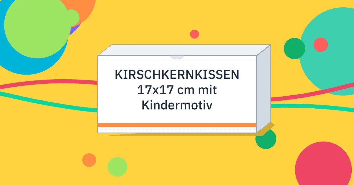 Symbolbild: Packung mit der Aufschrift KIRSCHKERNKISSEN 17x17 cm mit Kindermotiv (PZN 02029752) – Verfügbarkeit und Bezug in Apotheken in Frankfurt am Main