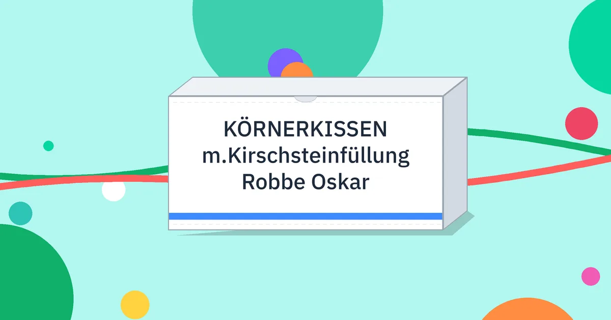 Symbolbild: Packung mit der Aufschrift KÖRNERKISSEN m.Kirschsteinfüllung Robbe Oskar (PZN 17537744) – Verfügbarkeit und Bezug in Apotheken in Frankfurt am Main