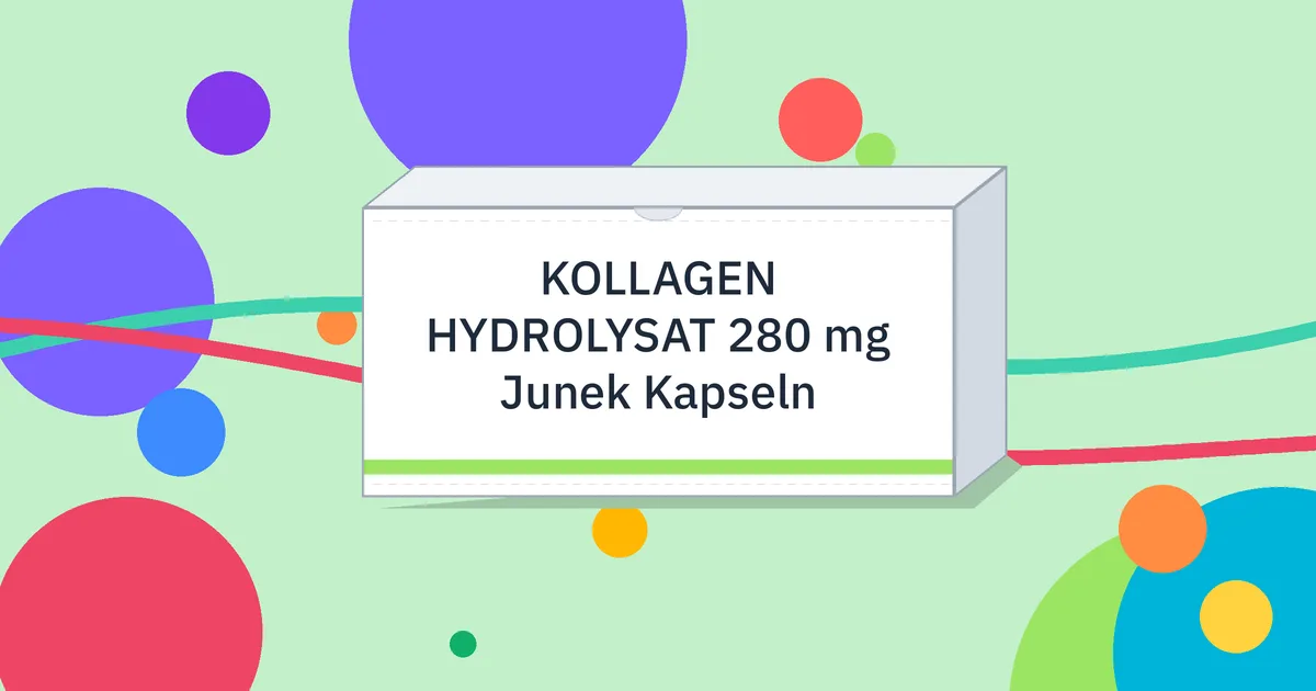 Symbolbild: Packung mit der Aufschrift KOLLAGEN HYDROLYSAT 280 mg Junek Kapseln (PZN 09325057) – Verfügbarkeit und Bezug in Apotheken in Frankfurt am Main
