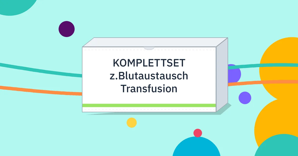 Symbolbild: Packung mit der Aufschrift KOMPLETTSET z.Blutaustausch Transfusion (PZN 09380725) – Verfügbarkeit und Bezug in Apotheken in Frankfurt am Main