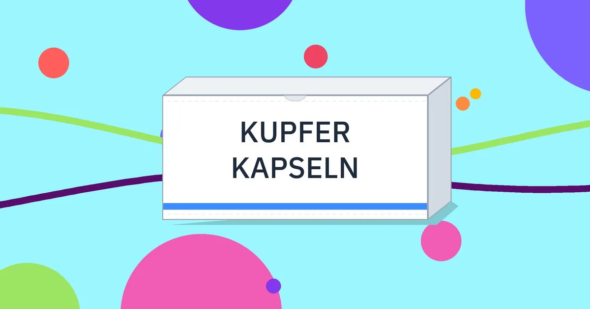 Symbolbild: Packung mit der Aufschrift KUPFER KAPSELN (PZN 02166437) – Verfügbarkeit und Bezug in Apotheken in Frankfurt am Main