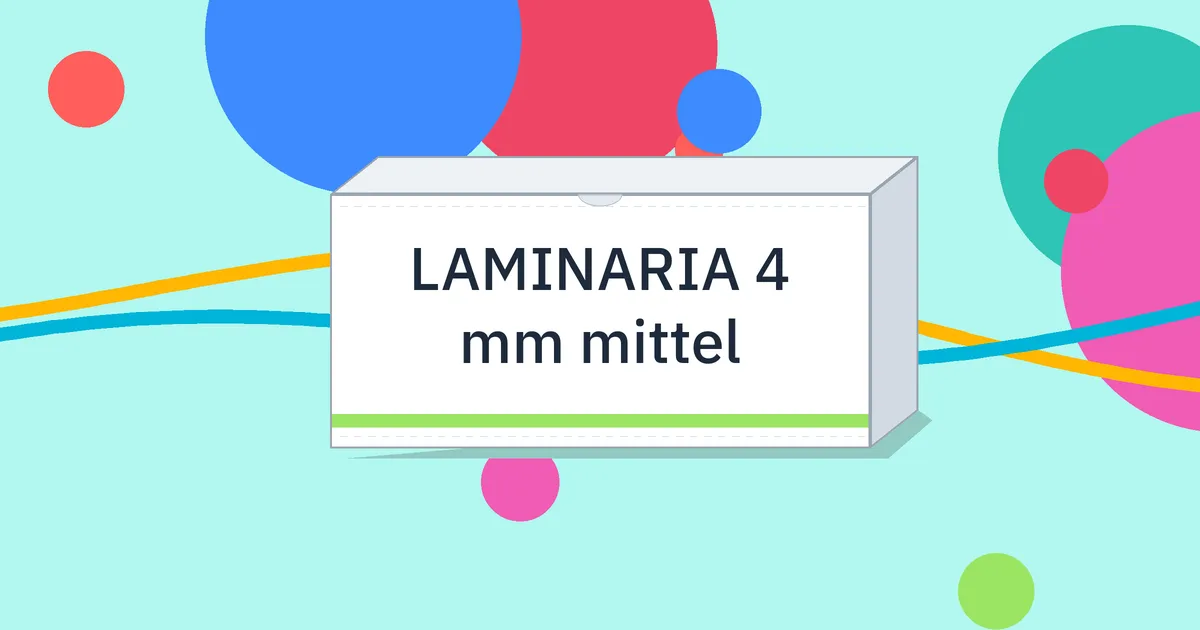 Symbolbild: Packung mit der Aufschrift LAMINARIA 4 mm mittel (PZN 10919425) – Verfügbarkeit und Bezug in Apotheken in Frankfurt am Main
