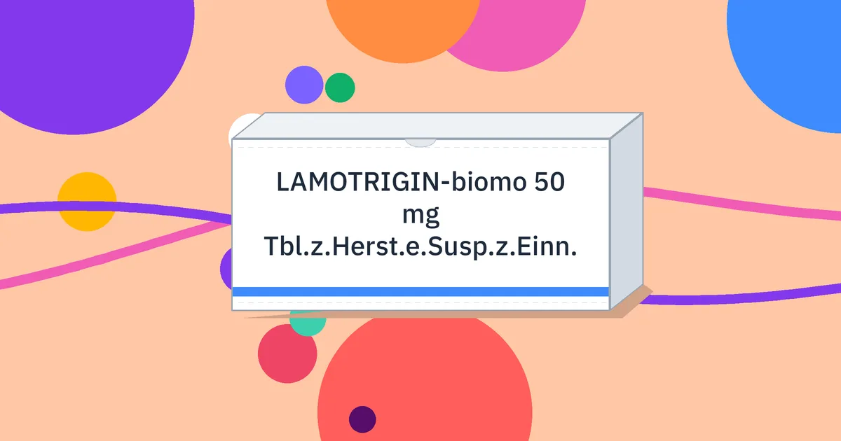 Symbolbild: Packung mit der Aufschrift LAMOTRIGIN-biomo 50 mg Tbl.z.Herst.e.Susp.z.Einn. (PZN 04345925) – Verfügbarkeit und Bezug in Apotheken in Frankfurt am Main