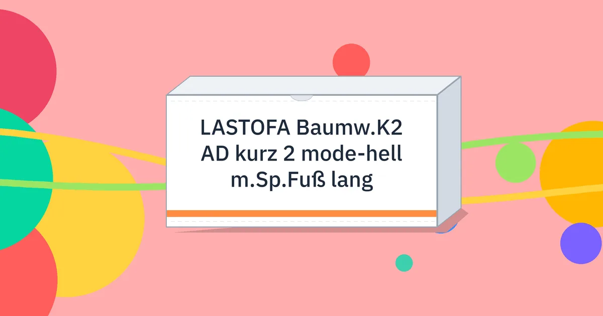 Symbolbild: Packung mit der Aufschrift LASTOFA Baumw.K2 AD kurz 2 mode-hell m.Sp.Fuß lang (PZN 01944944) – Verfügbarkeit und Bezug in Apotheken in Frankfurt am Main