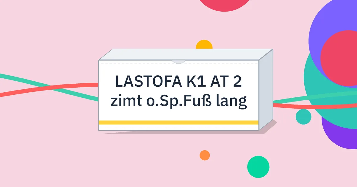 Symbolbild: Packung mit der Aufschrift LASTOFA K1 AT 2 zimt o.Sp.Fuß lang (PZN 14150743) – Verfügbarkeit und Bezug in Apotheken in Frankfurt am Main