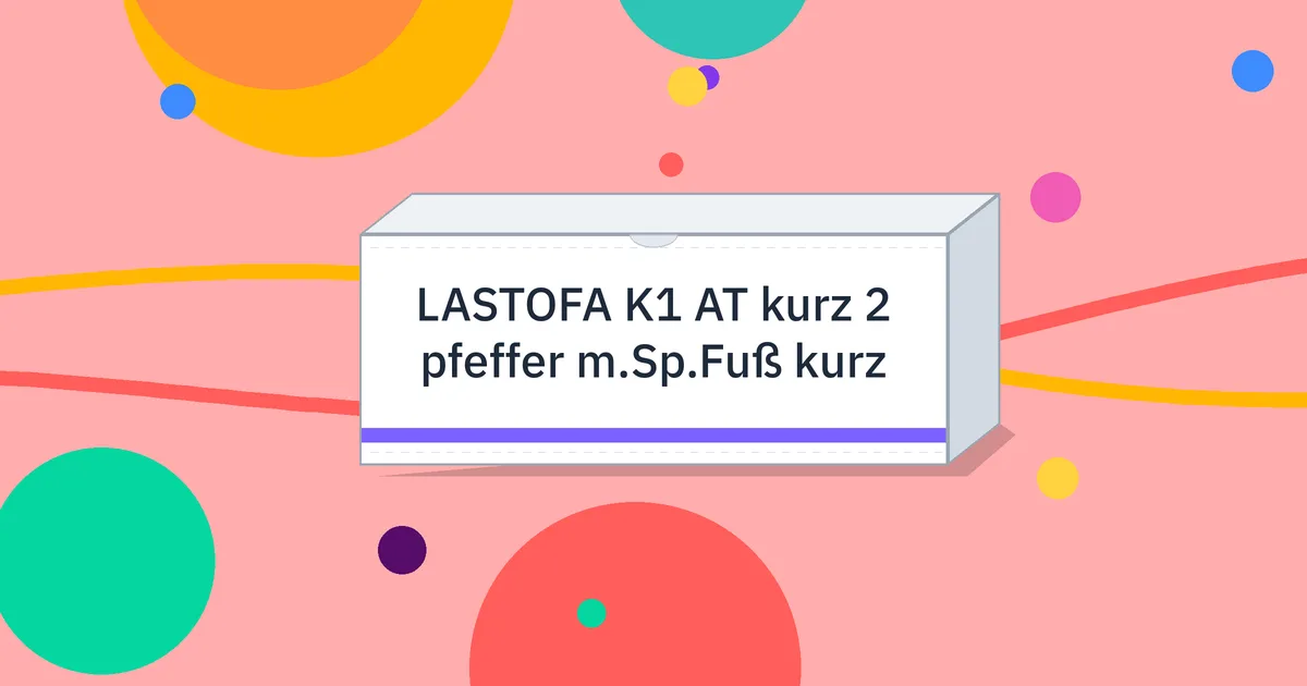 Symbolbild: Packung mit der Aufschrift LASTOFA K1 AT kurz 2 pfeffer m.Sp.Fuß kurz (PZN 13795685) – Verfügbarkeit und Bezug in Apotheken in Frankfurt am Main