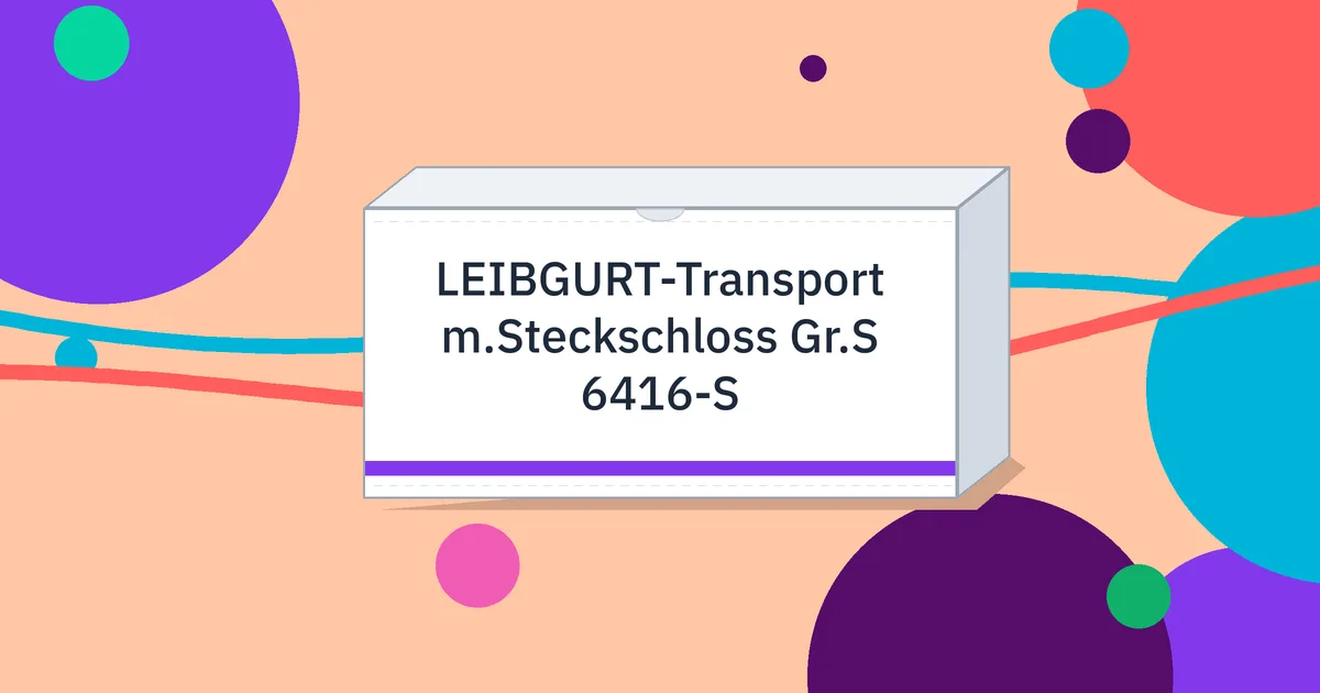 Symbolbild: Packung mit der Aufschrift LEIBGURT-Transport m.Steckschloss Gr.S 6416-S (PZN 13586504) – Verfügbarkeit und Bezug in Apotheken in Frankfurt am Main