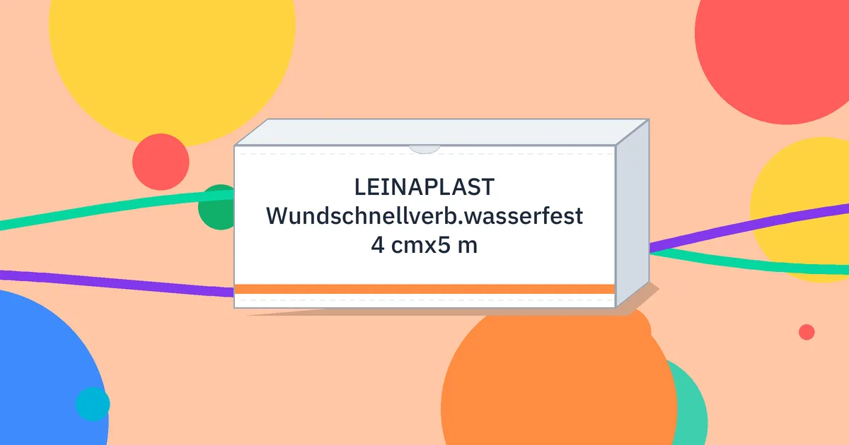 Symbolbild: Packung mit der Aufschrift LEINAPLAST Wundschnellverb.wasserfest 4 cmx5 m (PZN 00971620) – Verfügbarkeit und Bezug in Apotheken in Frankfurt am Main