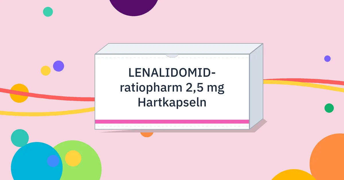 Symbolbild: Packung mit der Aufschrift LENALIDOMID-ratiopharm 2,5 mg Hartkapseln (PZN 18372713) – Verfügbarkeit und Bezug in Apotheken in Frankfurt am Main