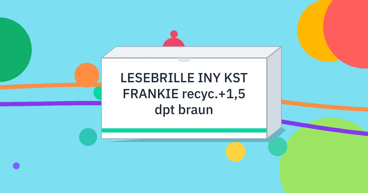 Symbolbild: Packung mit der Aufschrift LESEBRILLE INY KST FRANKIE recyc.+1,5 dpt braun (PZN 19376162) – Verfügbarkeit und Bezug in Apotheken in Frankfurt am Main
