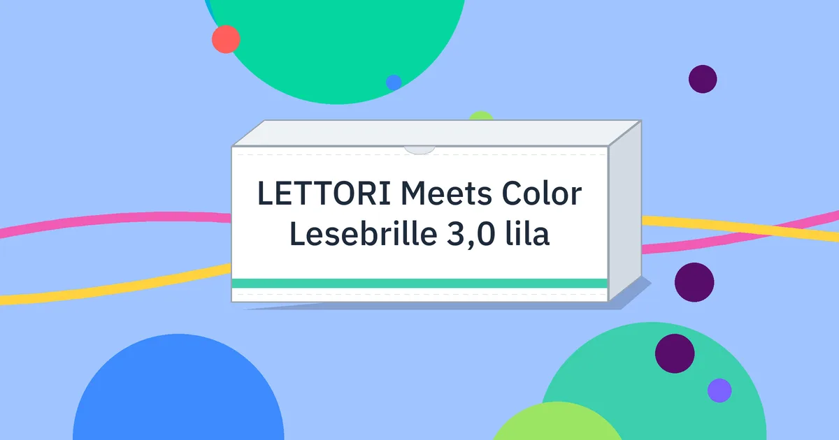 Symbolbild: Packung mit der Aufschrift LETTORI Meets Color Lesebrille 3,0 lila (PZN 11118087) – Verfügbarkeit und Bezug in Apotheken in Frankfurt am Main