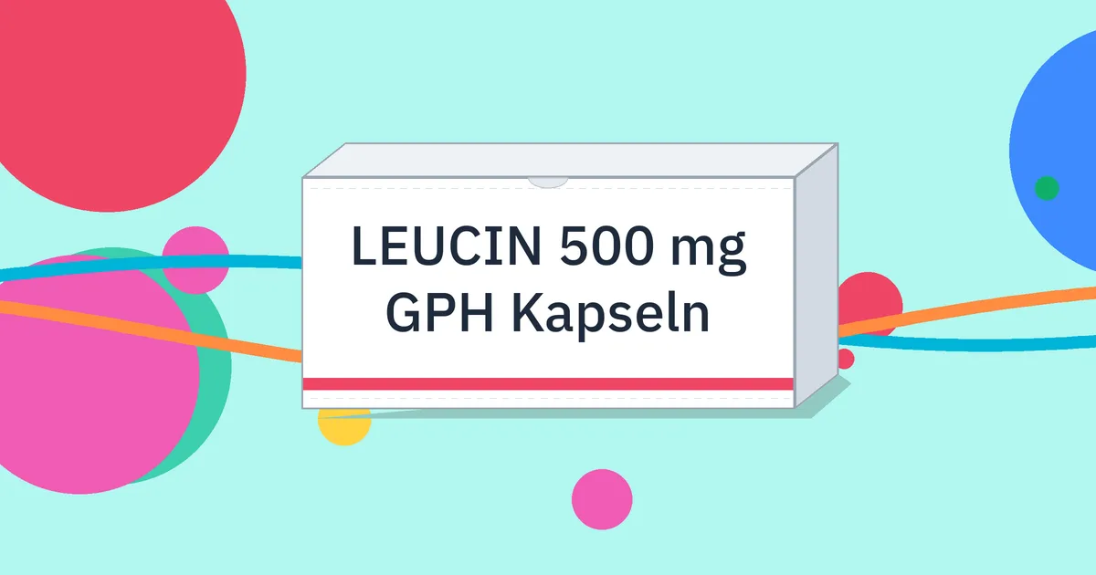 Symbolbild: Packung mit der Aufschrift LEUCIN 500 mg GPH Kapseln (PZN 00128266) – Verfügbarkeit und Bezug in Apotheken in Frankfurt am Main