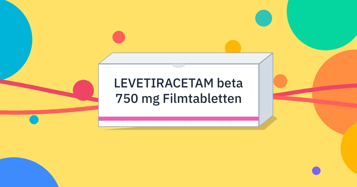 Symbolbild: Packung mit der Aufschrift LEVETIRACETAM beta 750 mg Filmtabletten (PZN 08841101) – Verfügbarkeit und Bezug in Apotheken in Frankfurt am Main