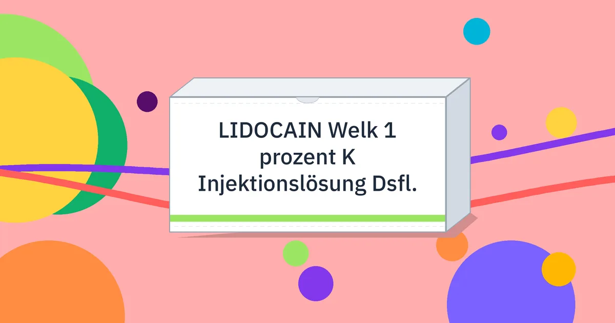Symbolbild: Packung mit der Aufschrift LIDOCAIN Welk 1 prozent K Injektionslösung Dsfl. (PZN 03463048) – Verfügbarkeit und Bezug in Apotheken in Frankfurt am Main