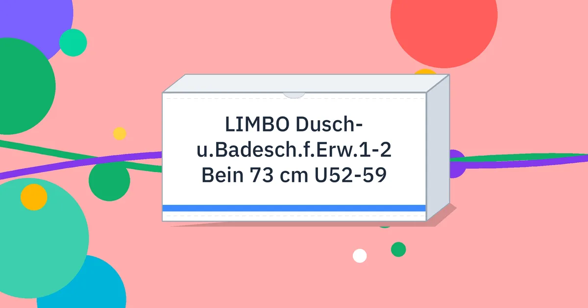 Symbolbild: Packung mit der Aufschrift LIMBO Dusch-u.Badesch.f.Erw.1-2 Bein 73 cm U52-59 (PZN 14313205) – Verfügbarkeit und Bezug in Apotheken in Frankfurt am Main