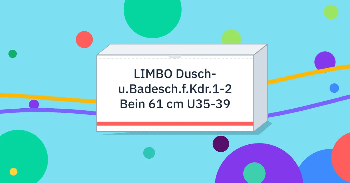 Symbolbild: Packung mit der Aufschrift LIMBO Dusch-u.Badesch.f.Kdr.1-2 Bein 61 cm U35-39 (PZN 13234194) – Verfügbarkeit und Bezug in Apotheken in Frankfurt am Main