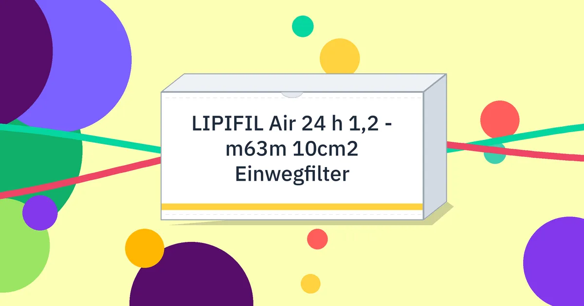 Symbolbild: Packung mit der Aufschrift LIPIFIL Air 24 h 1,2 -m63m 10cm2 Einwegfilter (PZN 18893180) – Verfügbarkeit und Bezug in Apotheken in Frankfurt am Main