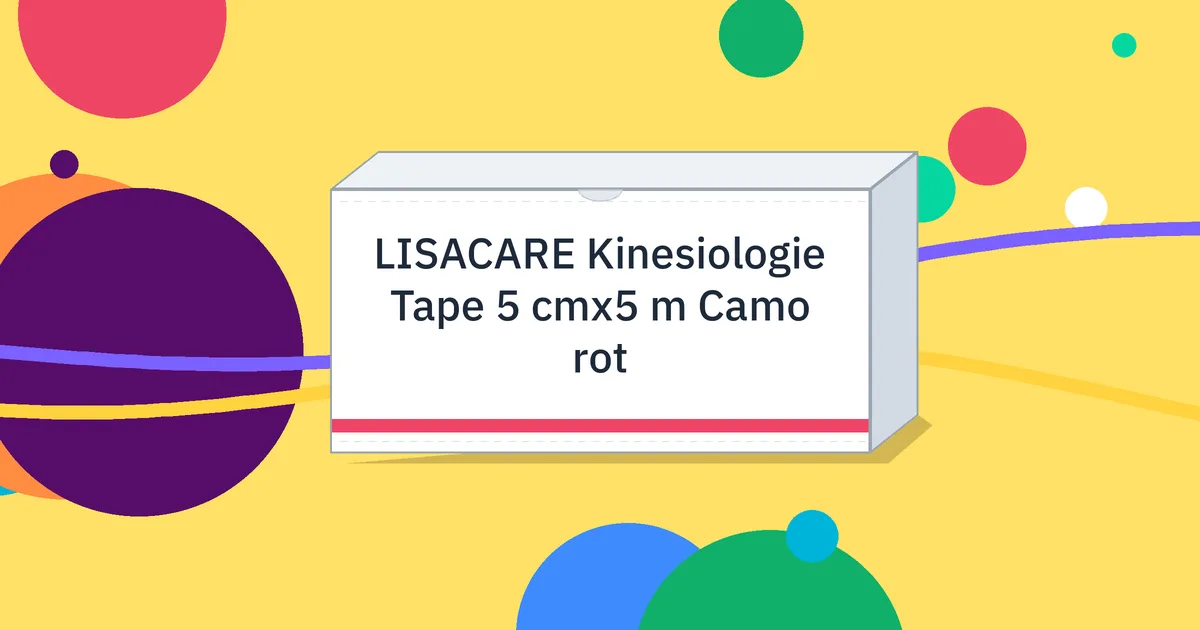 Symbolbild: Packung mit der Aufschrift LISACARE Kinesiologie Tape 5 cmx5 m Camo rot (PZN 18325056) – Verfügbarkeit und Bezug in Apotheken in Frankfurt am Main