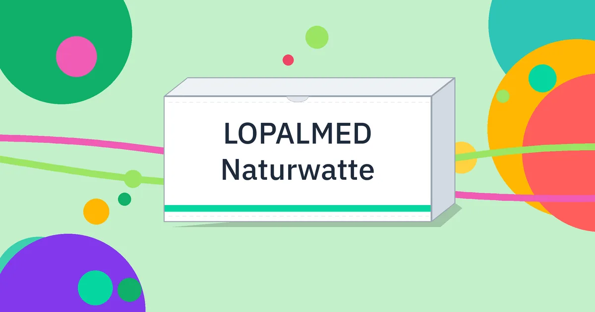 Symbolbild: Packung mit der Aufschrift LOPALMED Naturwatte (PZN 06968613) – Verfügbarkeit und Bezug in Apotheken in Frankfurt am Main