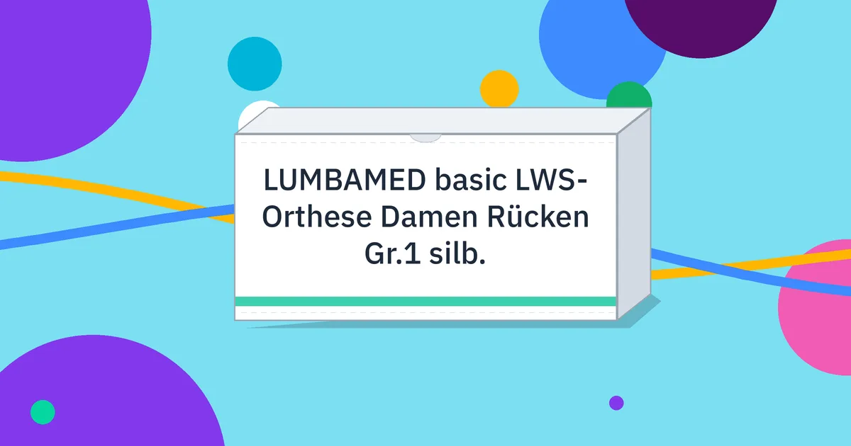 Symbolbild: Packung mit der Aufschrift LUMBAMED basic LWS-Orthese Damen Rücken Gr.1 silb. (PZN 18827846) – Verfügbarkeit und Bezug in Apotheken in Frankfurt am Main