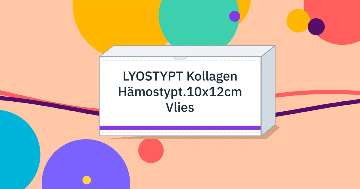 Symbolbild: Packung mit der Aufschrift LYOSTYPT Kollagen Hämostypt.10x12cm Vlies (PZN 00811980) – Verfügbarkeit und Bezug in Apotheken in Frankfurt am Main