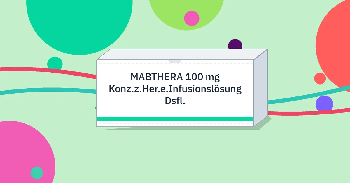 Symbolbild: Packung mit der Aufschrift MABTHERA 100 mg Konz.z.Her.e.Infusionslösung Dsfl. (PZN 00970891) – Verfügbarkeit und Bezug in Apotheken in Frankfurt am Main