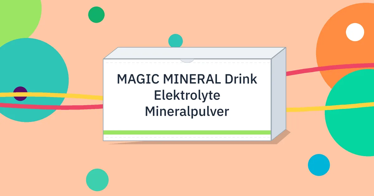 Symbolbild: Packung mit der Aufschrift MAGIC MINERAL Drink Elektrolyte Mineralpulver (PZN 20127010) – Verfügbarkeit und Bezug in Apotheken in Frankfurt am Main