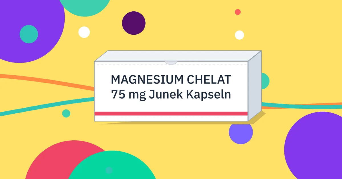Symbolbild: Packung mit der Aufschrift MAGNESIUM CHELAT 75 mg Junek Kapseln (PZN 10082163) – Verfügbarkeit und Bezug in Apotheken in Frankfurt am Main