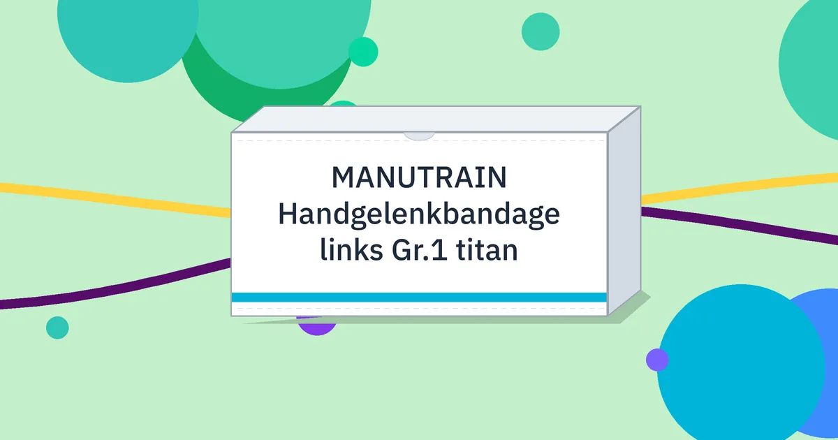 Symbolbild: Packung mit der Aufschrift MANUTRAIN Handgelenkbandage links Gr.1 titan (PZN 01285950) – Verfügbarkeit und Bezug in Apotheken in Frankfurt am Main