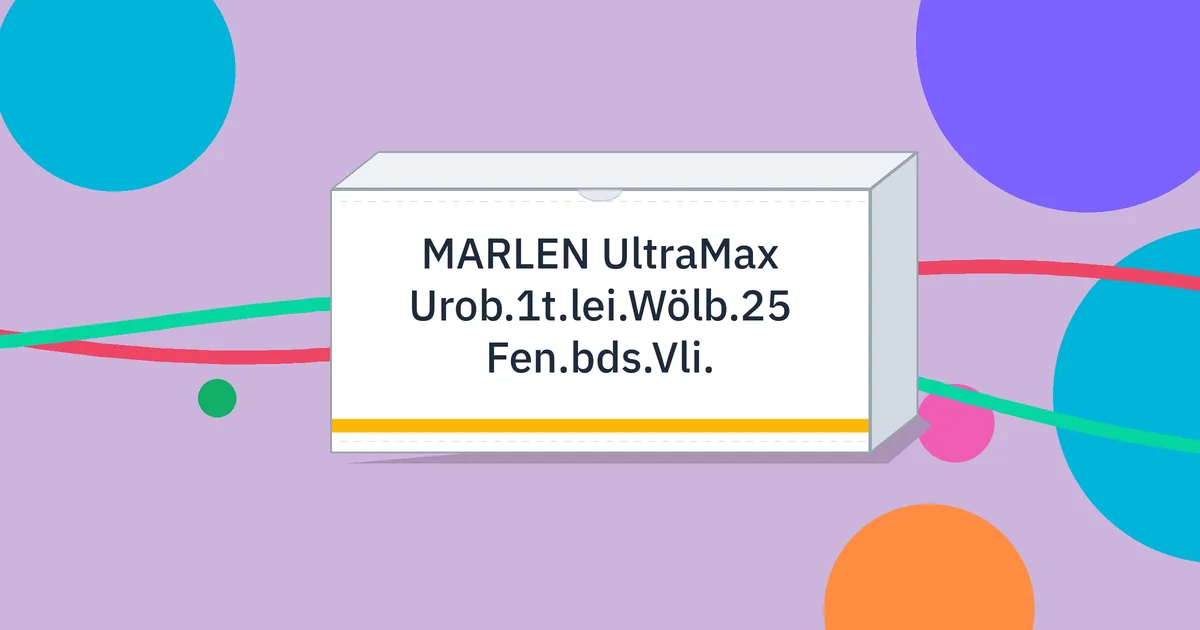 Symbolbild: Packung mit der Aufschrift MARLEN UltraMax Urob.1t.lei.Wölb.25 Fen.bds.Vli. (PZN 10741424) – Verfügbarkeit und Bezug in Apotheken in Frankfurt am Main