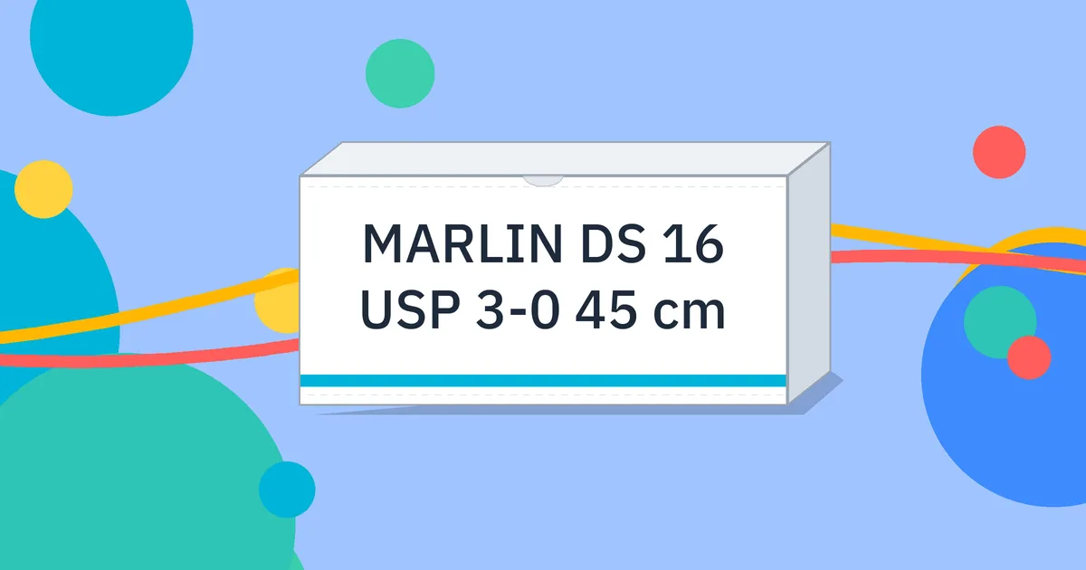 Symbolbild: Packung mit der Aufschrift MARLIN DS 16 USP 3-0 45 cm (PZN 07327715) – Verfügbarkeit und Bezug in Apotheken in Frankfurt am Main